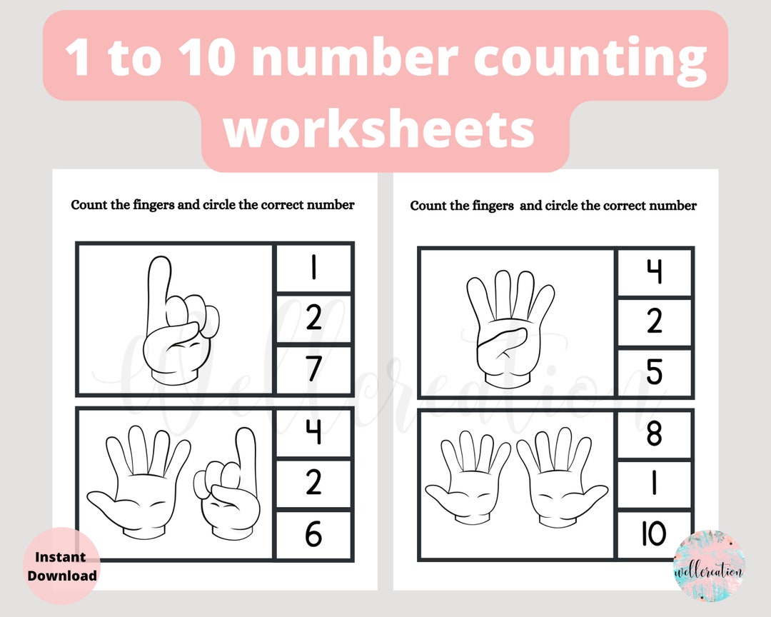 1 to 10 Counting Math Worksheet Printable Pre-k and Kindergarten. - Etsy