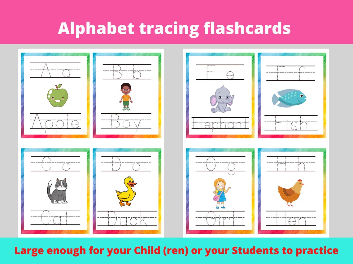 Alphabet Flashcards Handwriting Letter Tracing ABC Cards | Etsy