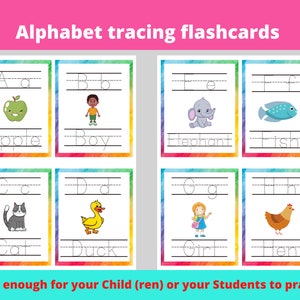 Alphabet Flashcards Handwriting Letter Tracing ABC Cards | Etsy