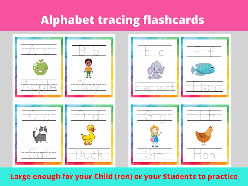 Alphabet Flashcards Handwriting Letter Tracing ABC Cards | Etsy