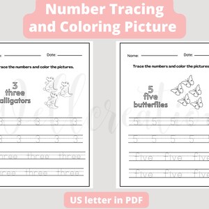 Number Tracing and Picture Coloring Printable Worksheets 1 to 10 ...