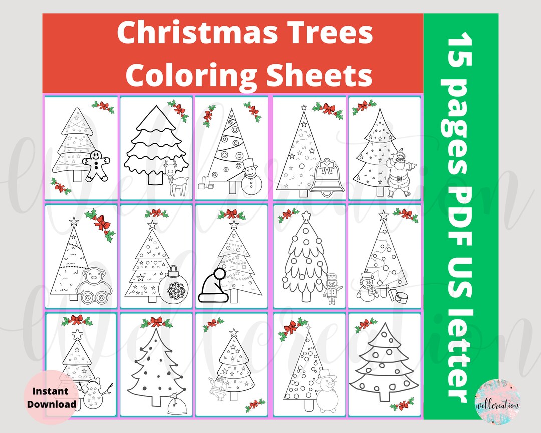 Christmas Tree Coloring Pages, Holiday Coloring Activities for Kids ...