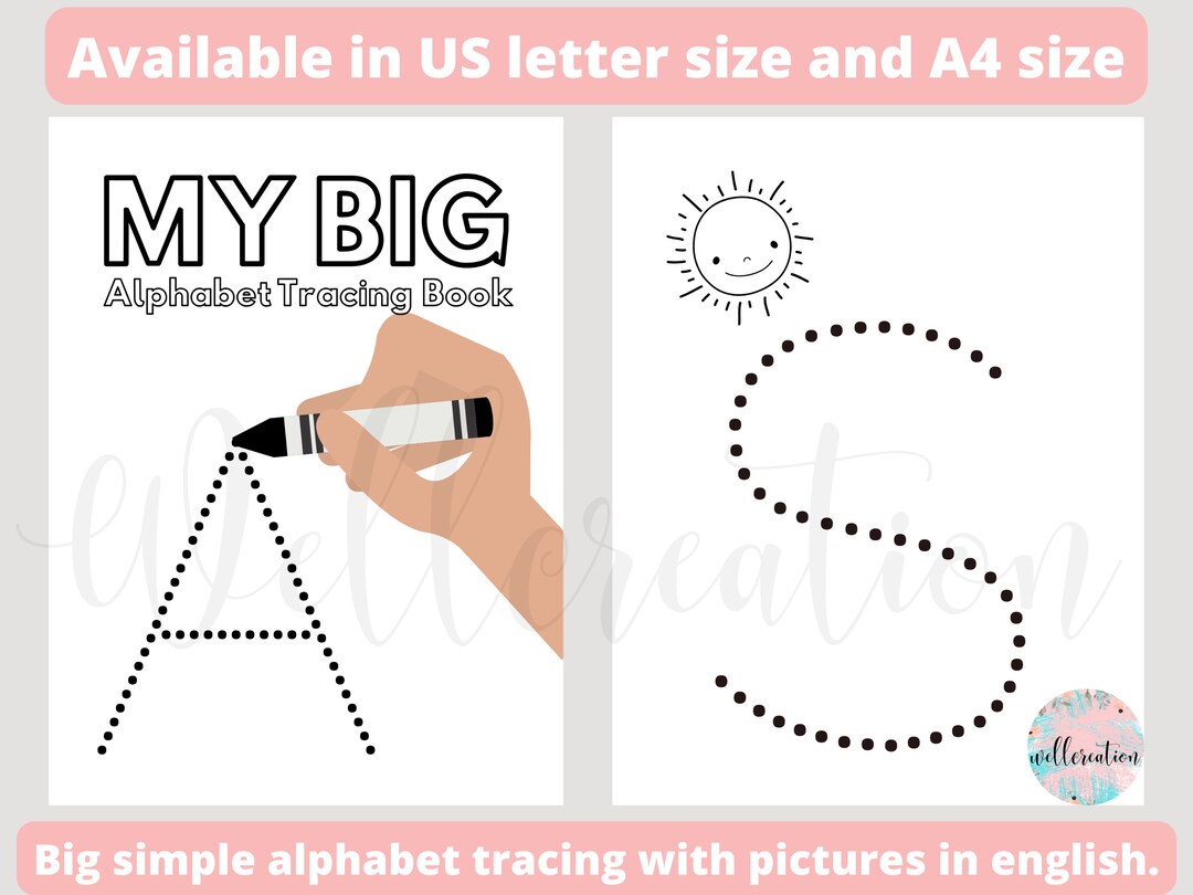 Big Simple Alphabet Tracing With Pictures Uppercase, Alphabet Tracing ...