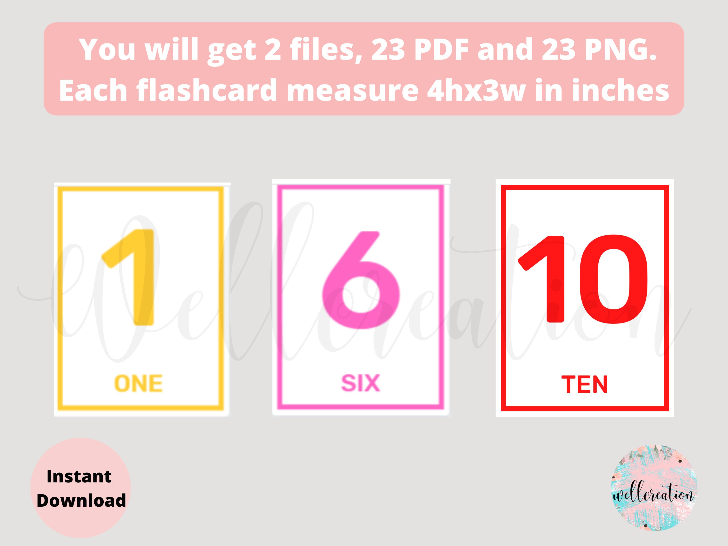 0-20 Number Flash Cards in English Uppercase, Preschool Printable ...