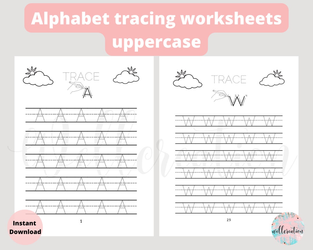 26 Printable Alphabet Uppercase, Trace and Write Alphabet for Kids ...