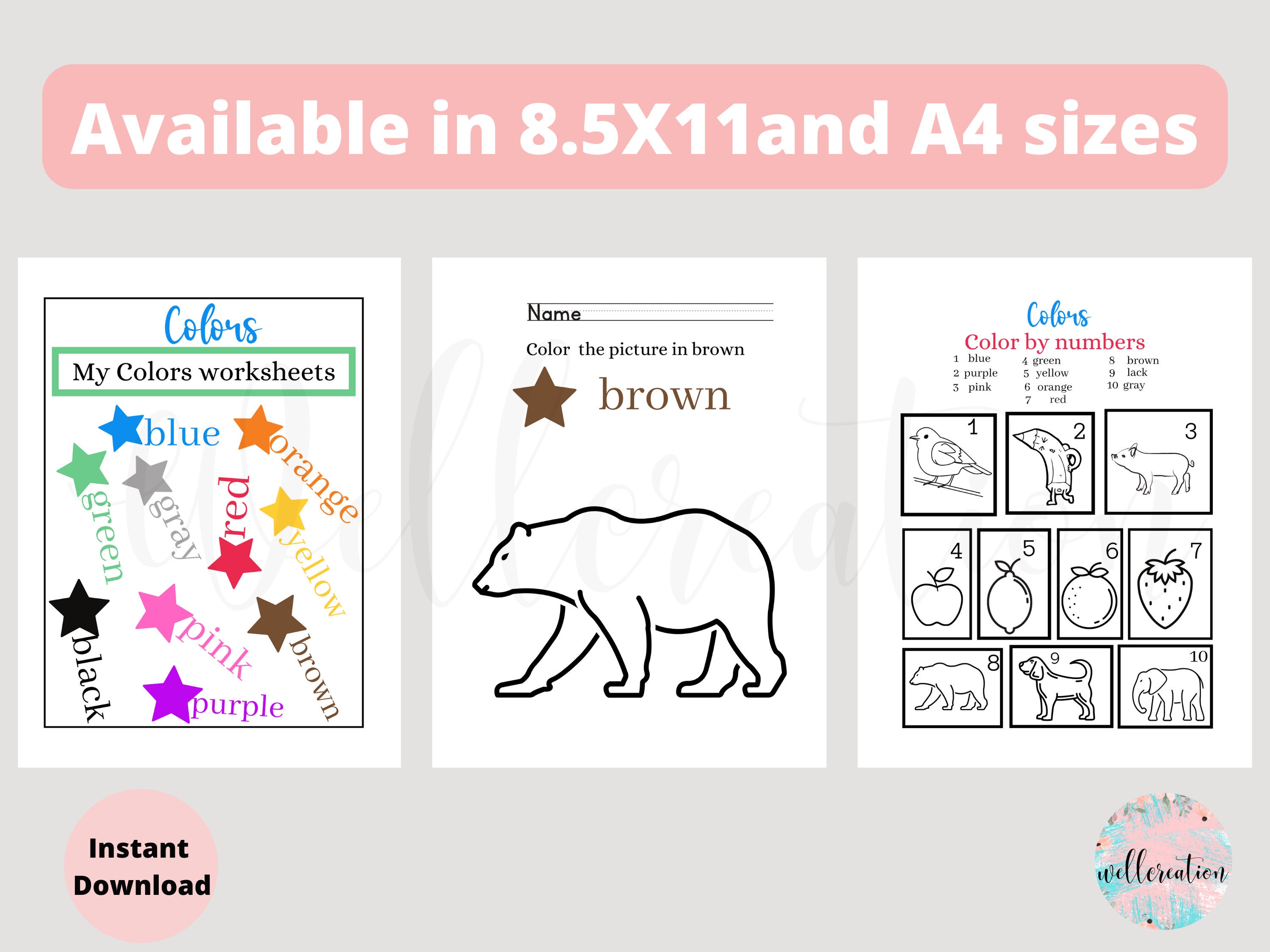 22 Pages Basic Color in English Worksheets,10 Basic English Colors ...