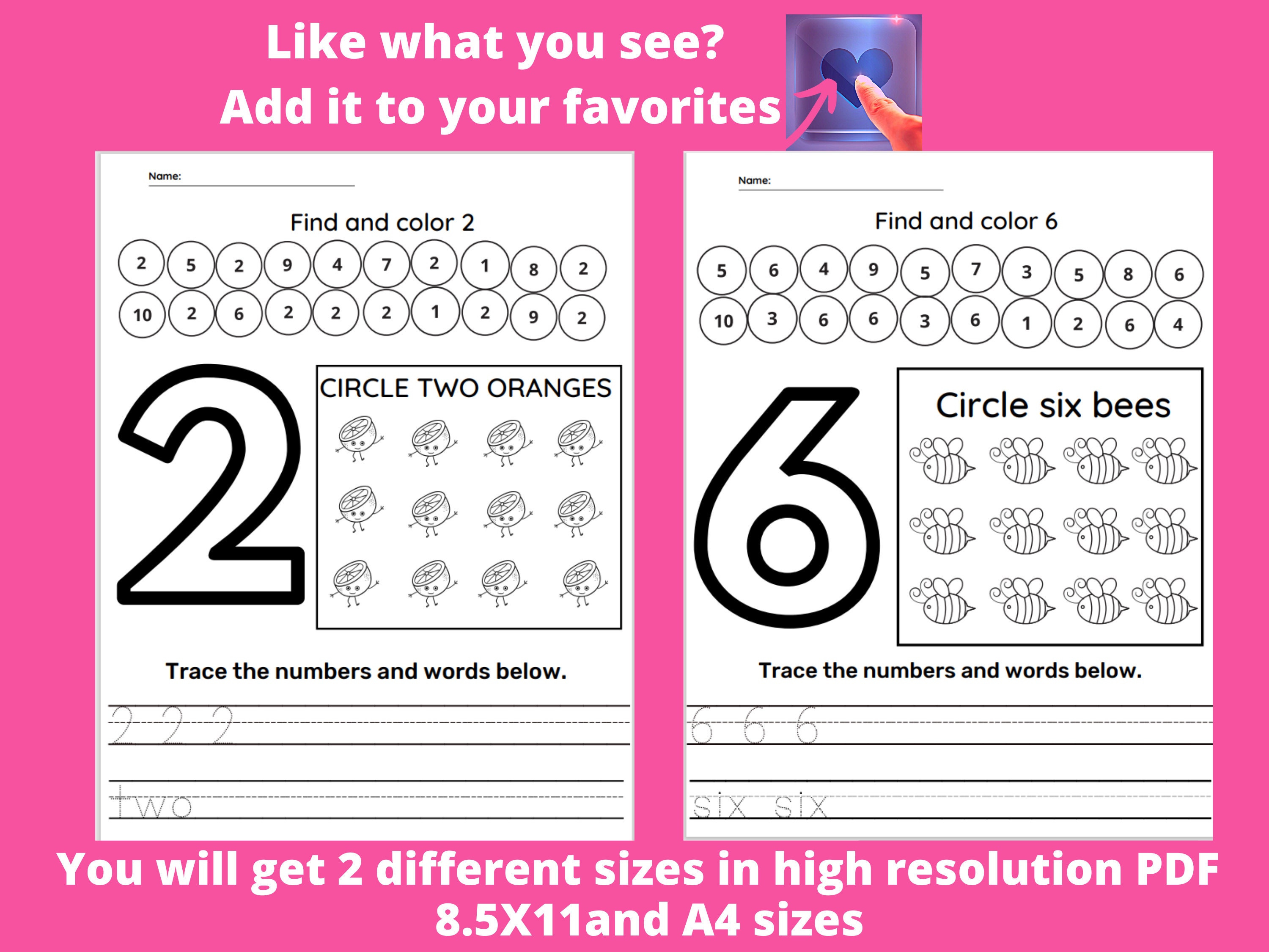 Numbers Practice Worksheets in English Number 1 to 10 Tracing | Etsy