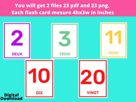 Home & Living Perfect for teacher 0-20 number flash cards in French ...