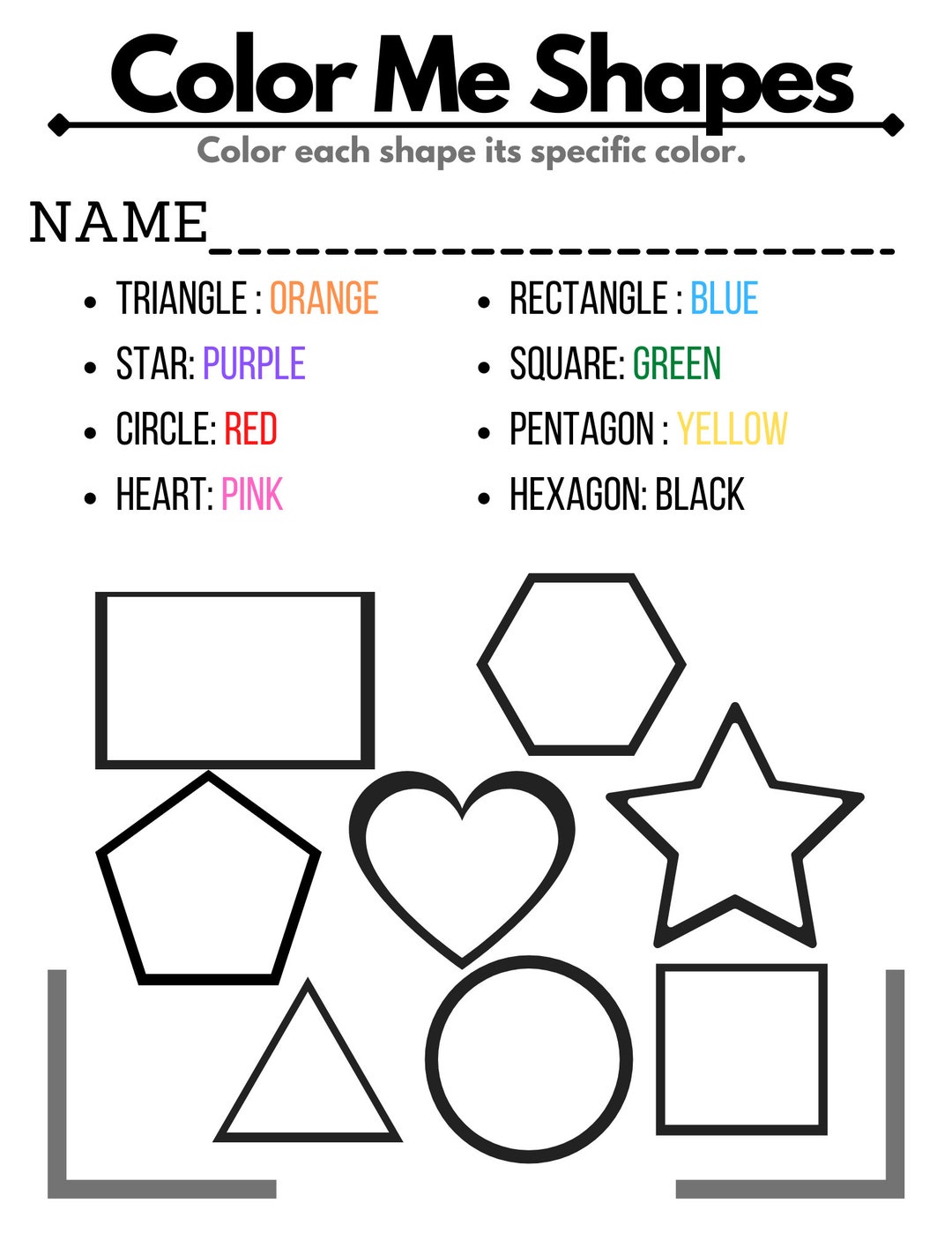 Colorme Worksheets - Etsy