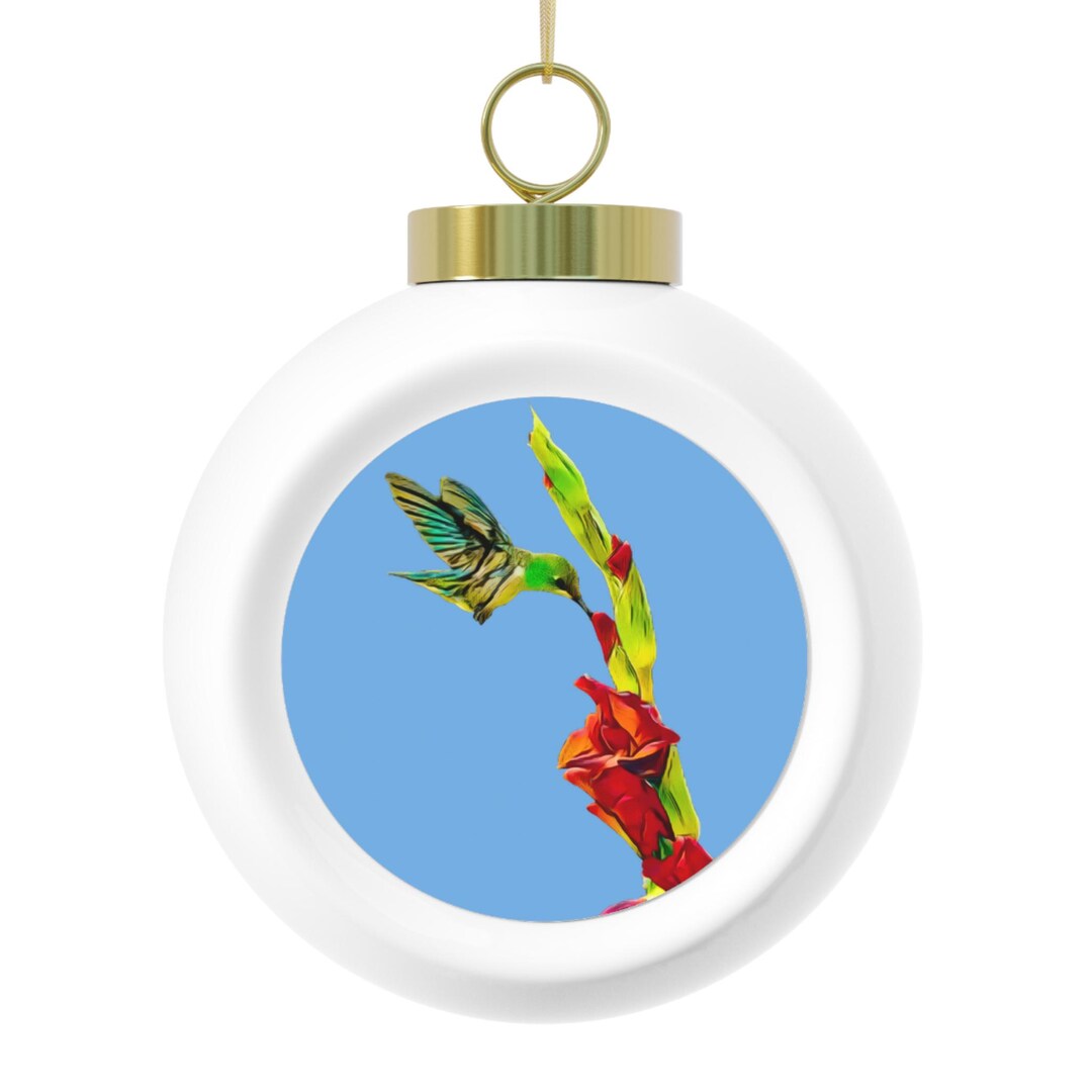 Hummingbird Gladiolus Light Blue Ball Ornament - Etsy