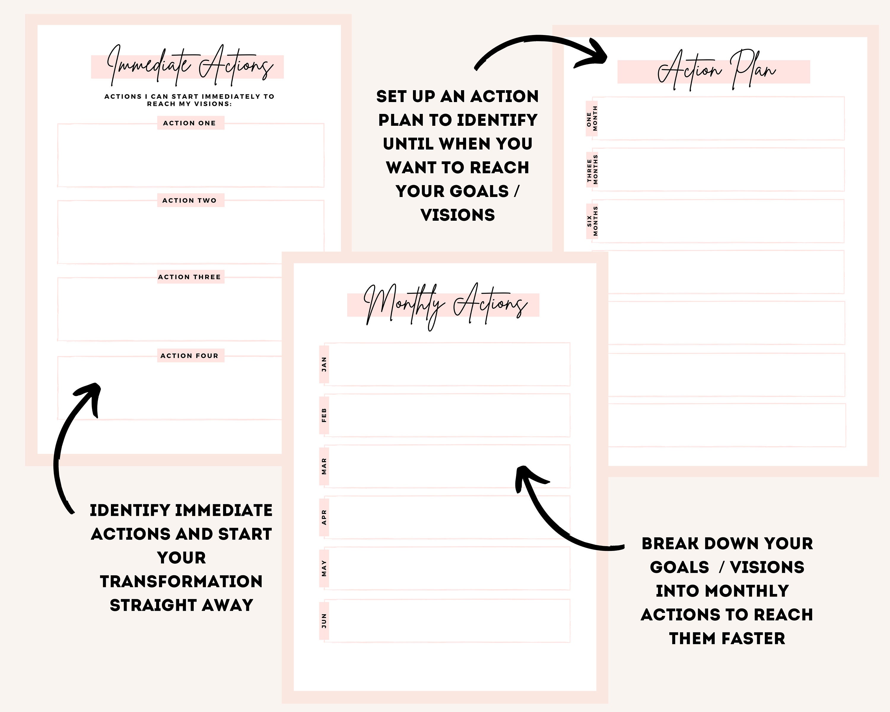 Vision Board Workbook Printable Goal Planner Vision Board Kit Mindset ...