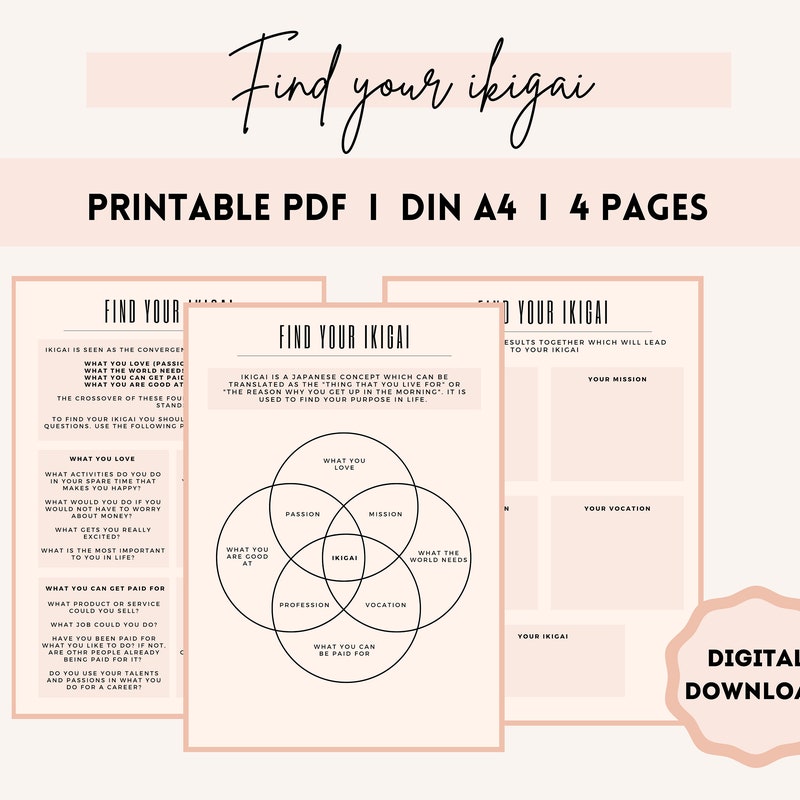 Ikigai Workbook - Etsy