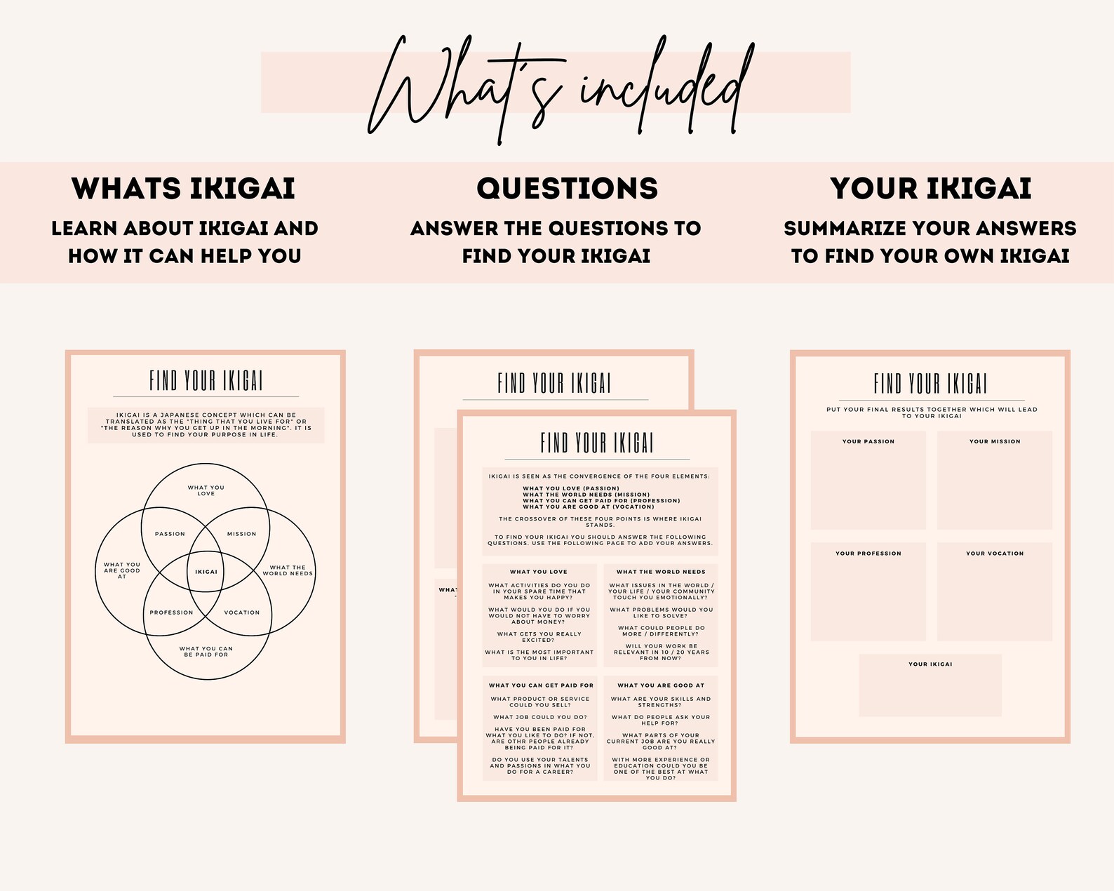 Find Your IKIGAI Workbook Life Purpose | Passion Workbook | PDF DINA4 ...