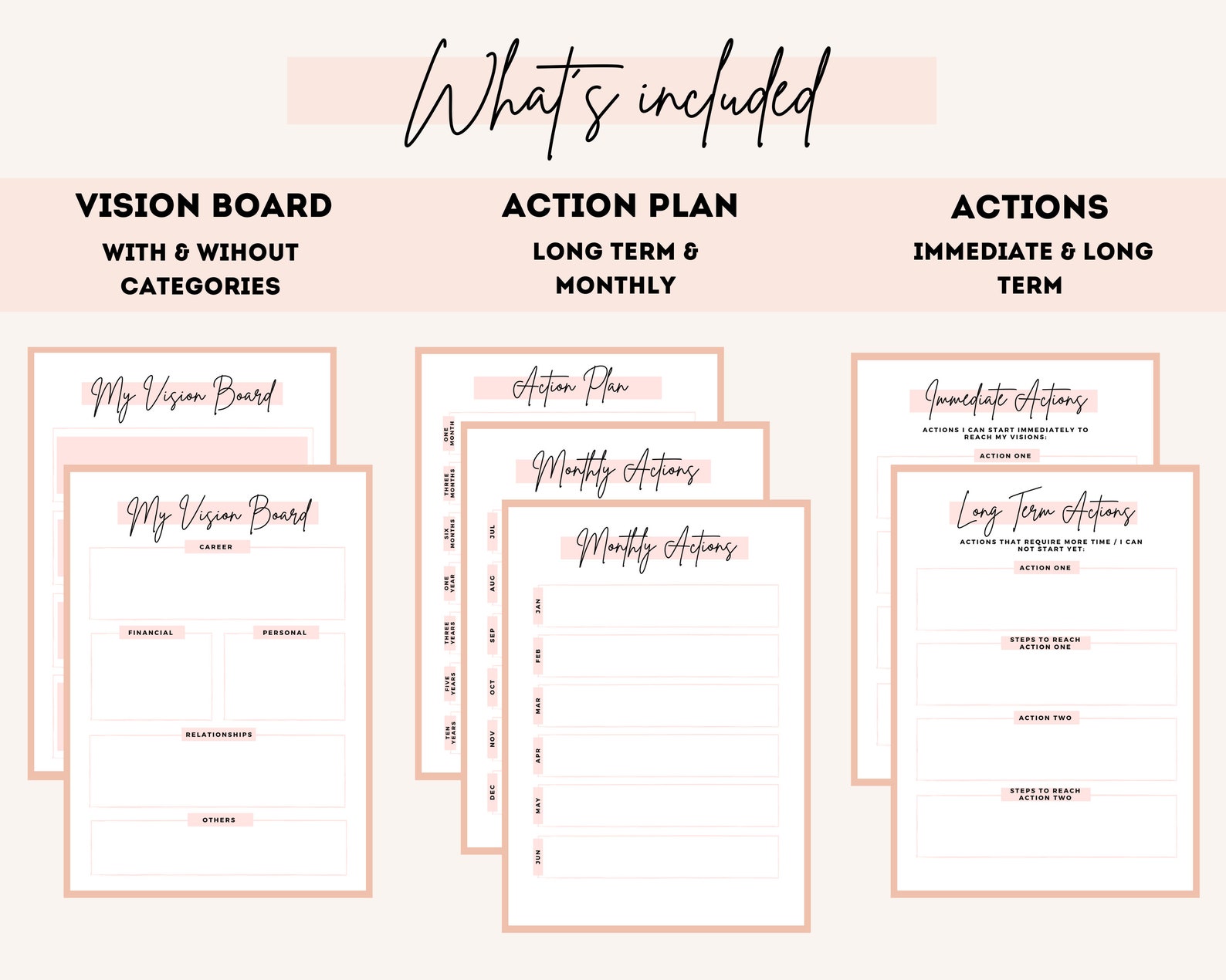Vision Board Workbook Printable Goal Planner Vision Board Kit Mindset ...