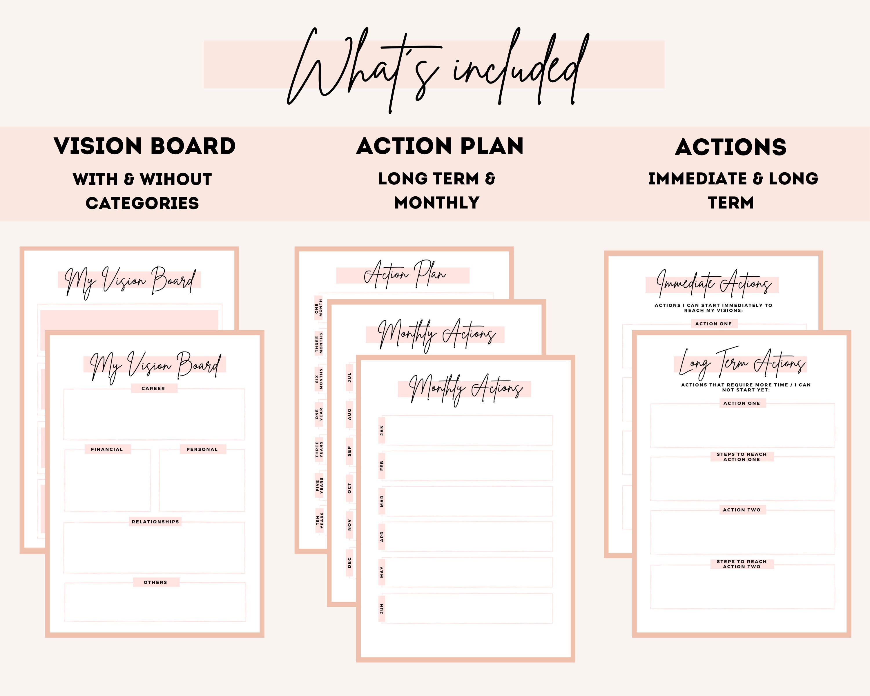Vision Board Workbook Printable Goal Planner Vision Board Kit Mindset ...