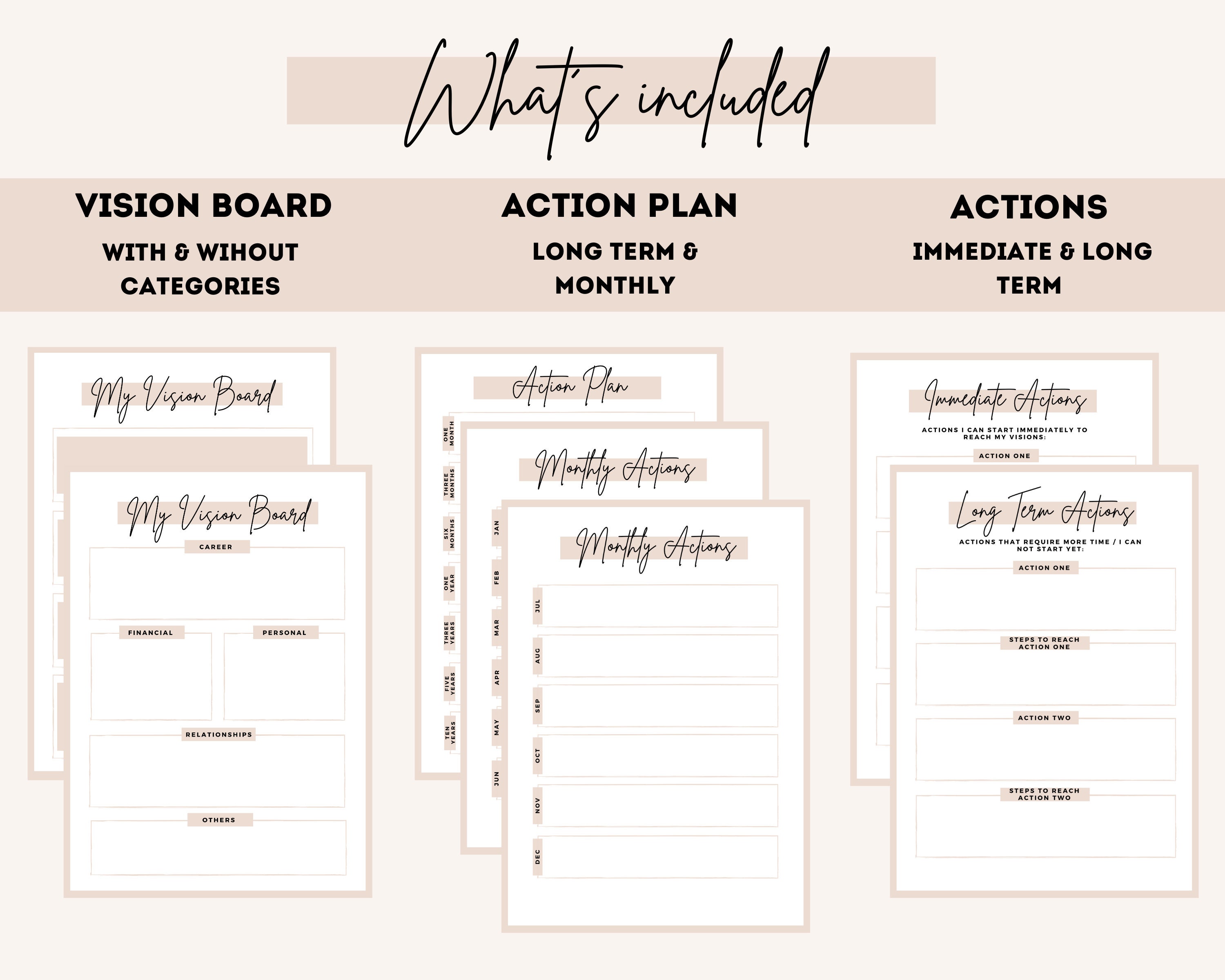 Vision Board Workbook | Printable Goal Planner | Vision Board Kit ...