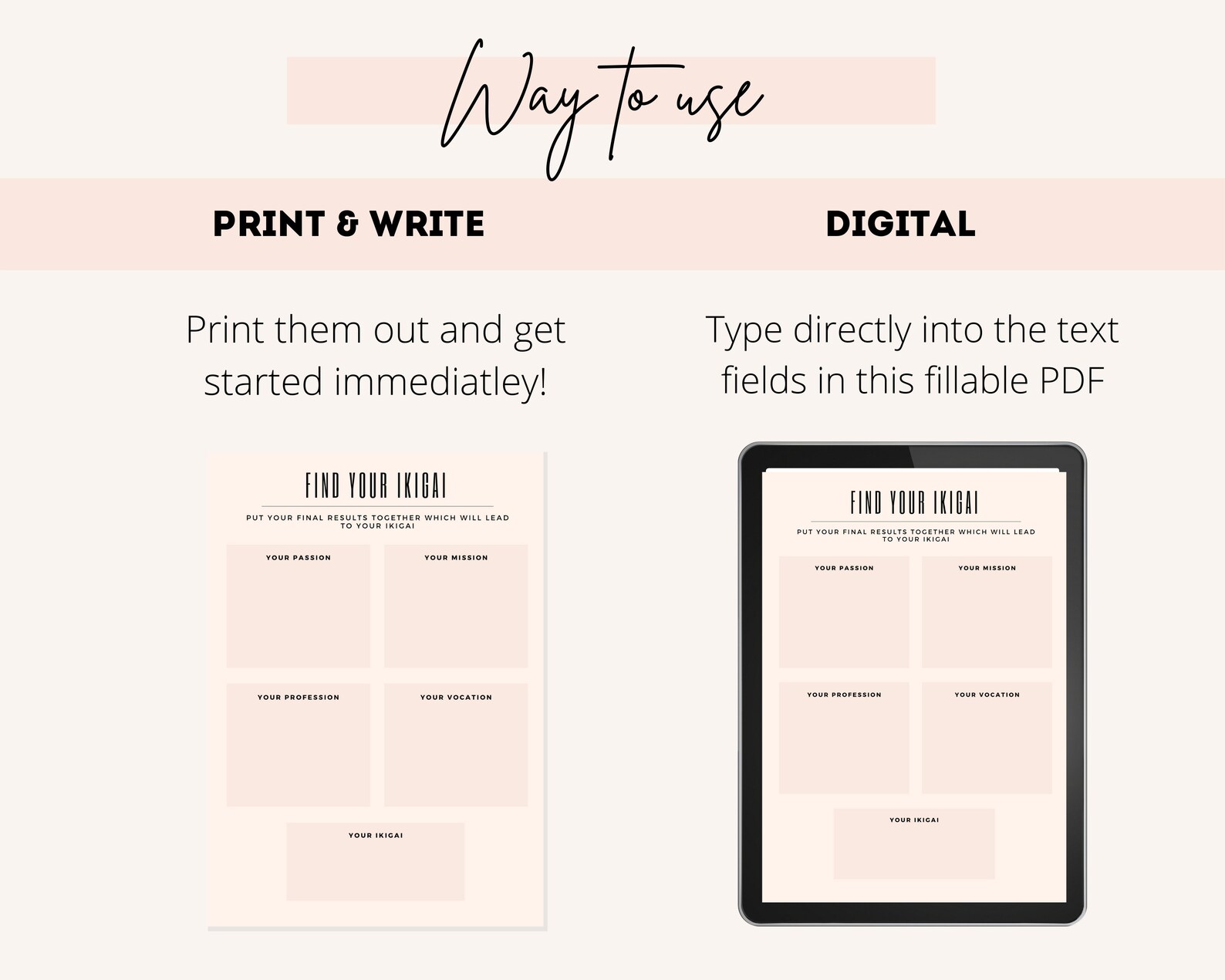 Find Your IKIGAI Workbook Life Purpose | Passion Workbook | PDF DINA4 ...