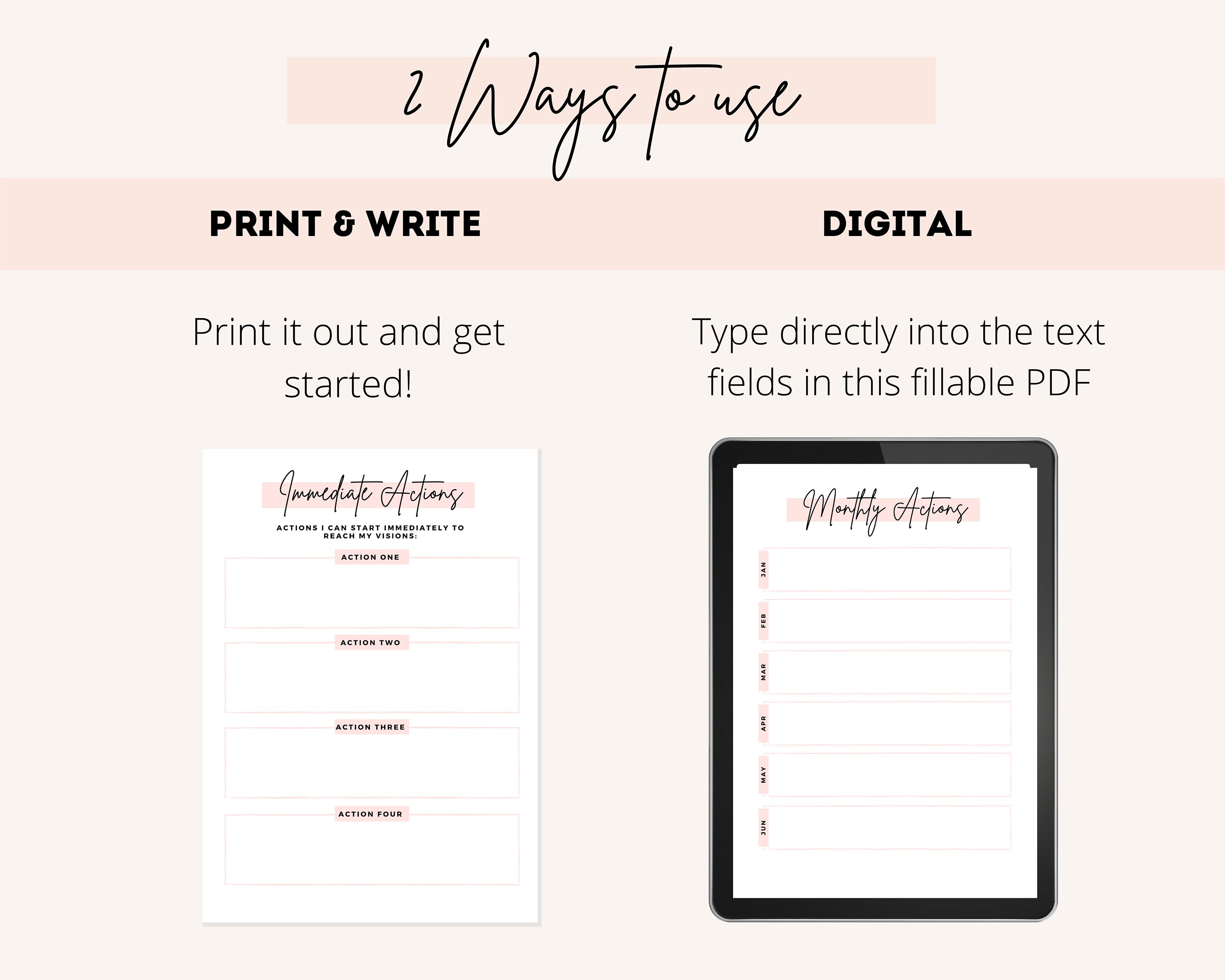 Vision Board Workbook | Printable Goal Planner | Vision Board Kit ...