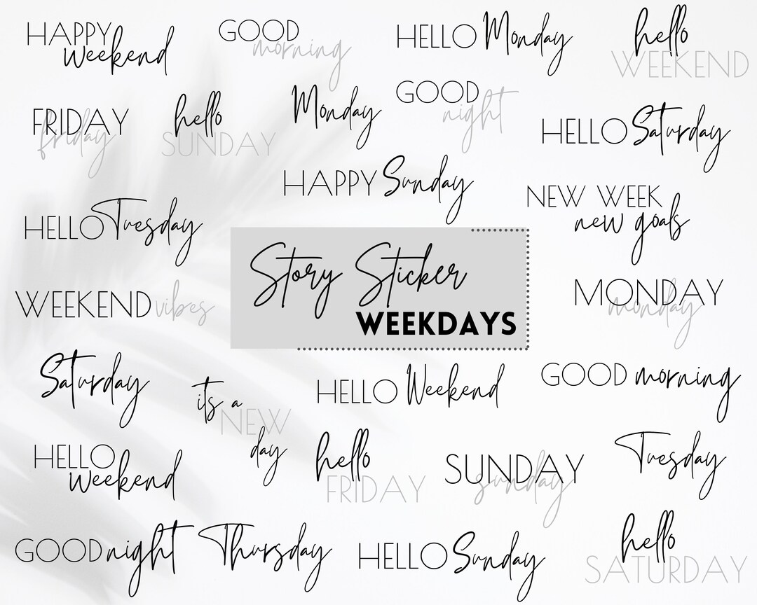 Instagram Story Sticker WEEKDAYS | Lettering | Everyday | Sticker Set ...