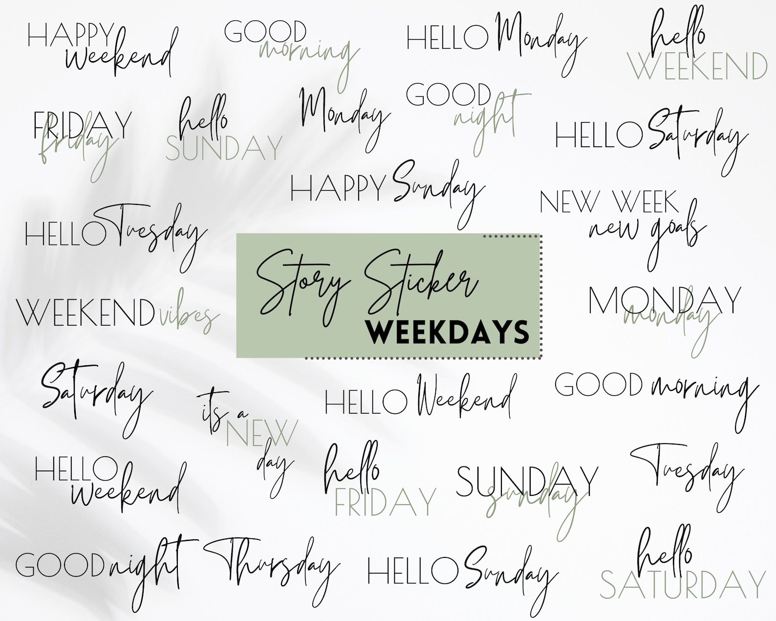 Instagram Story Sticker WEEKDAYS | Lettering | Everyday | Sticker Set ...