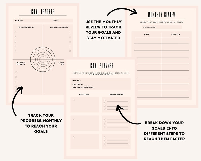 Vision Board Workbook Printable Goal Planner Vision Board Kit Mindset ...