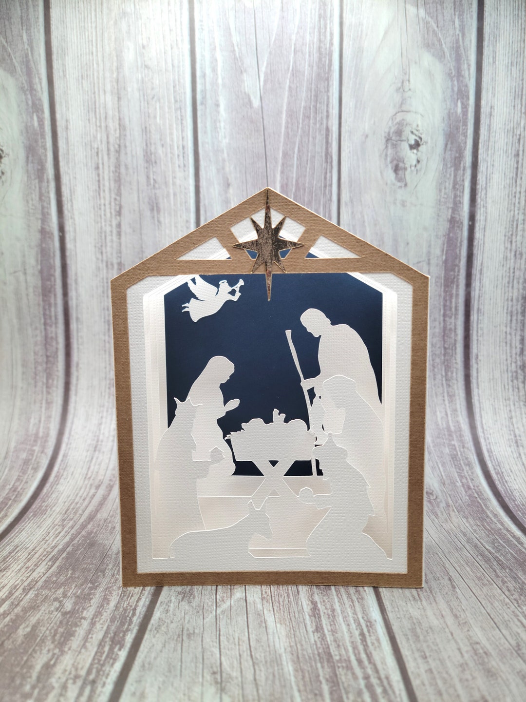 3D Handmade Nativity Scene Christmas Box Card, Religious Holiday ...