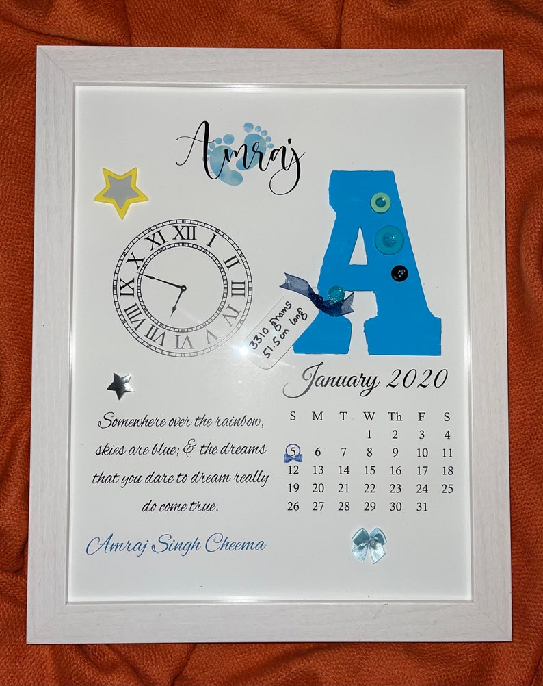 Kids Birth Statistics Shadow Box - Etsy