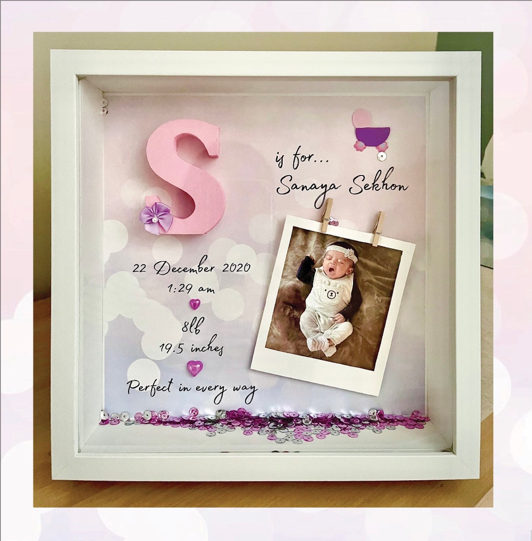 Kids Birth Statistics Shadow Box - Etsy