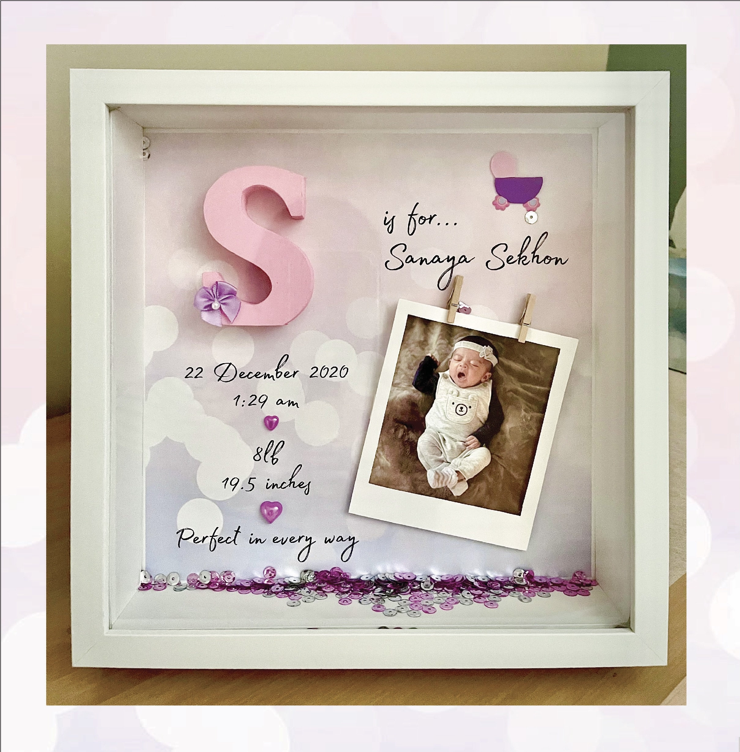 Kids Birth Statistics Shadow Box - Etsy