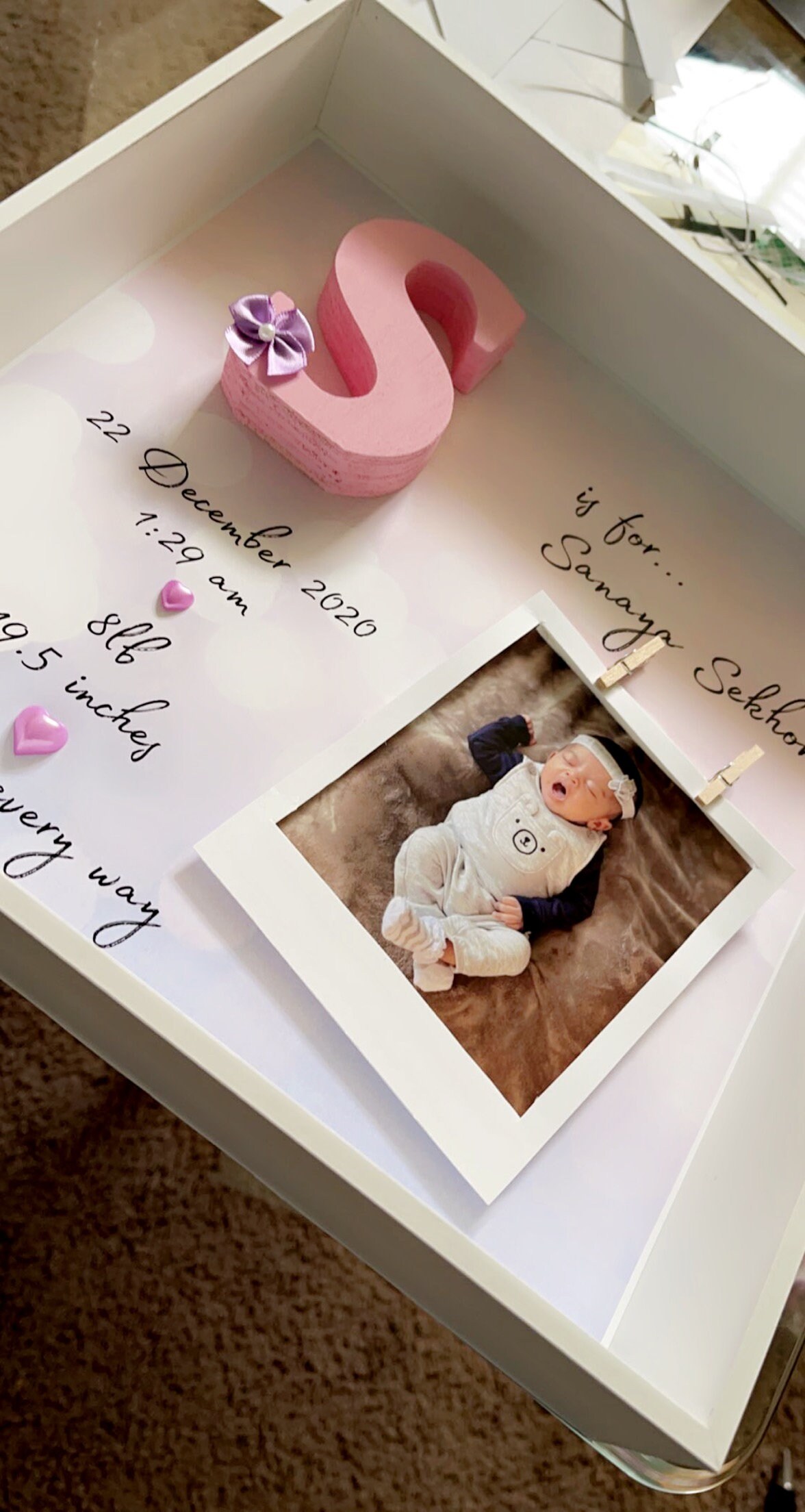 Kids Birth Statistics Shadow Box - Etsy