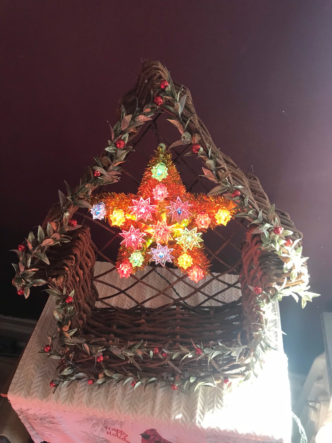 Christmas Tree Topper Wicker House Wall Hanging - Etsy