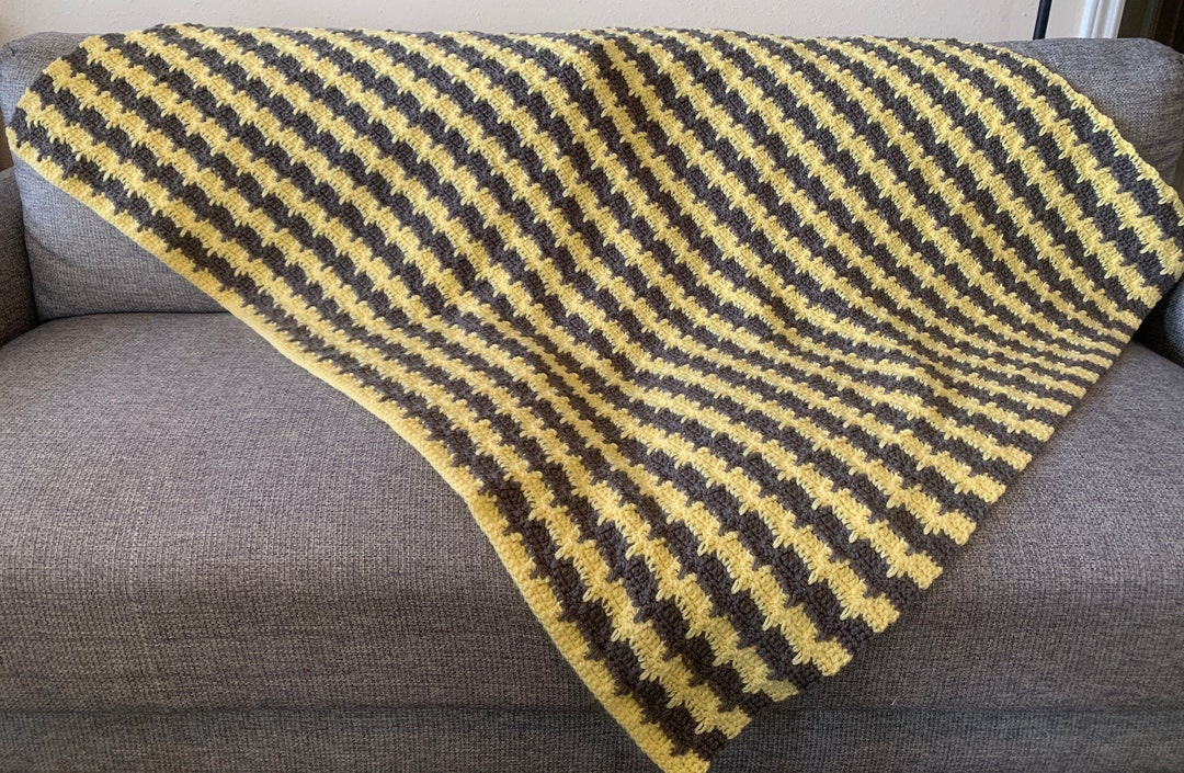 Crochet Yellow and Gray Afghan / Blanket - Etsy