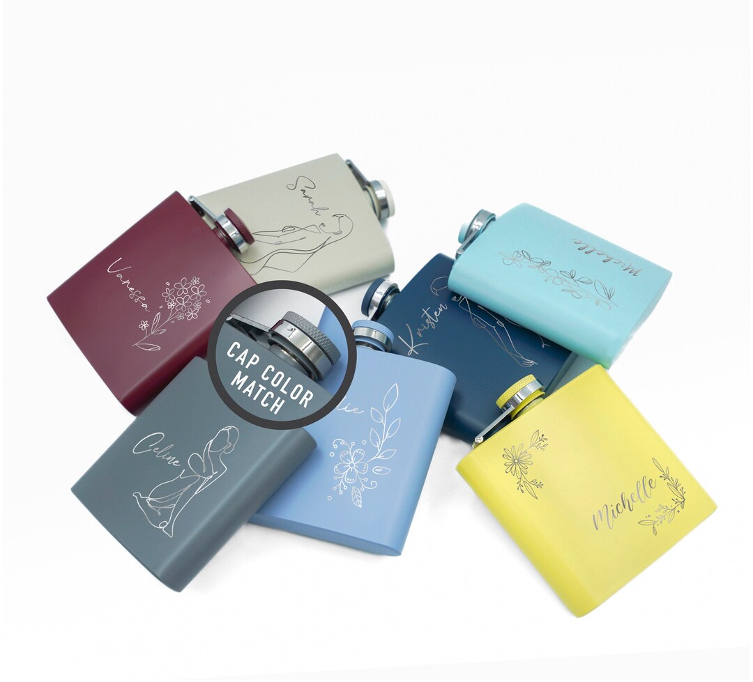 Custom Flower Flask | Holiday Custom Gift | Floral Bridal Party Gift ...