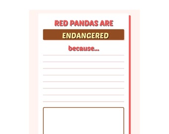 Red Panda Word List Printable, Instant Download Print at Home Digital ...
