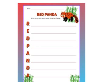 Red Panda Worksheet - Etsy