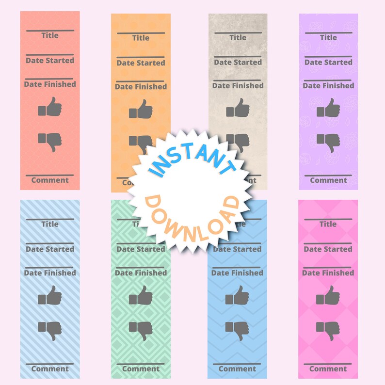 Write-on Book Review Bookmarks Printable Set of 8 Assorted - Etsy