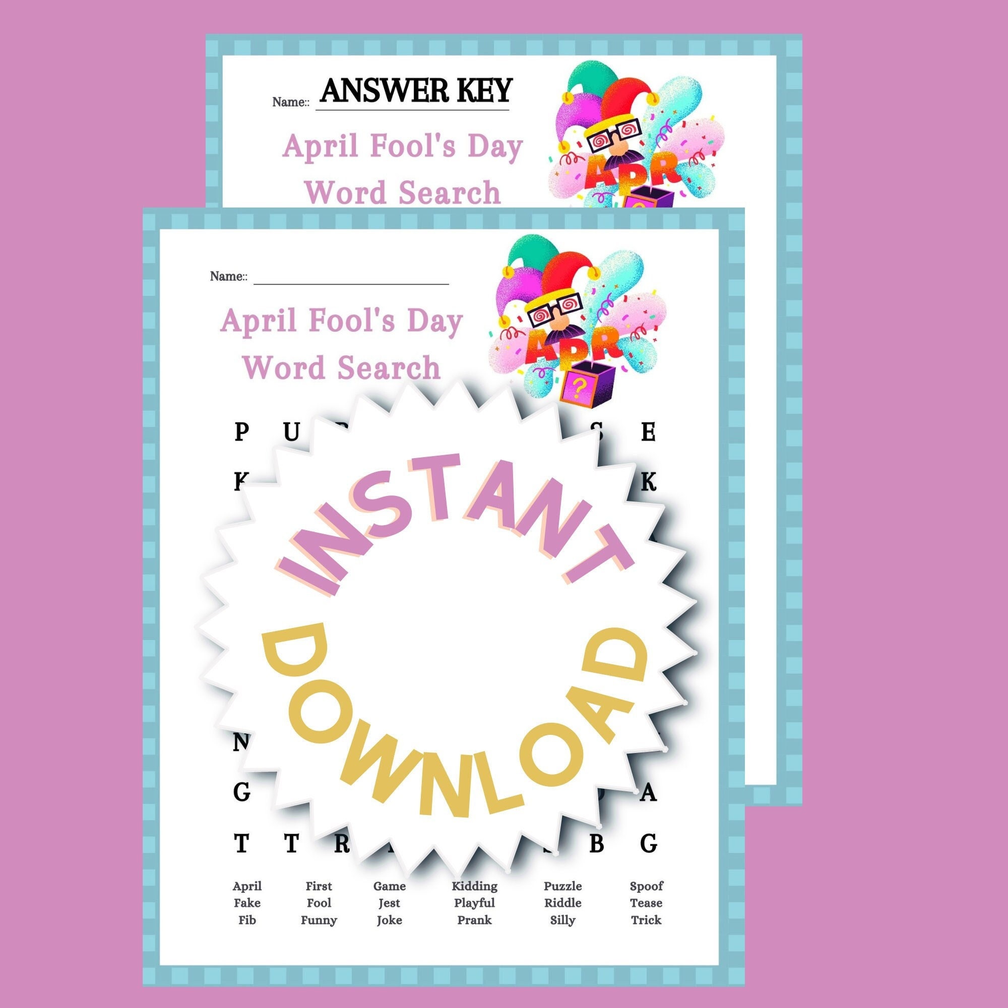 April Fool's Day PRANK Printable Word Search Puzzle and Answer Key ...