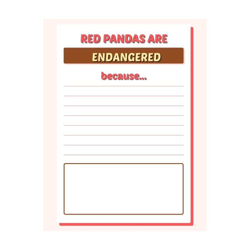 Red Panda Writing Practice Printable, Instant Download Print at Home ...