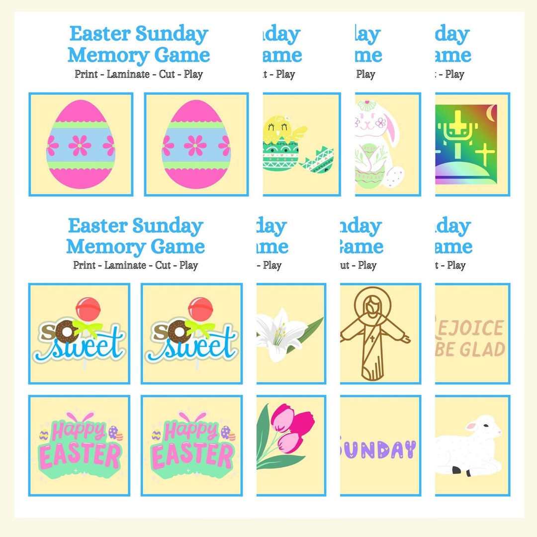 Easter Printable Memory Game, Instant Download Print at Home Digital ...