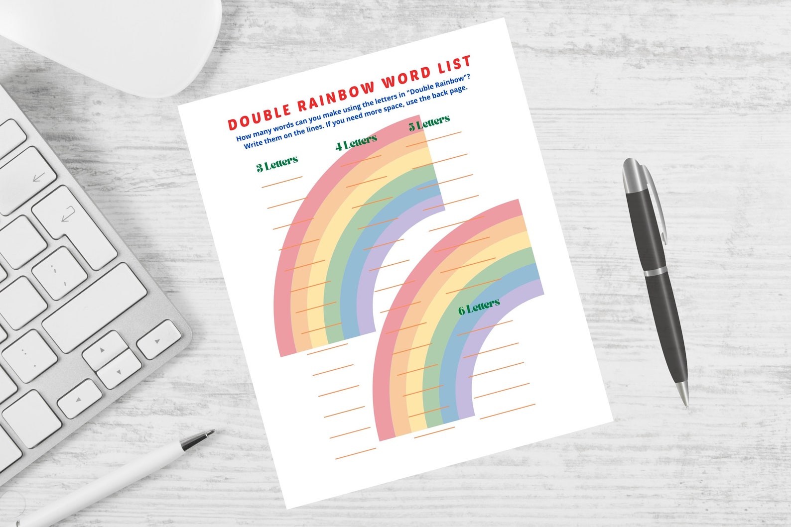 Rainbow Word List Printable, Instant Download Print at Home Digital ...