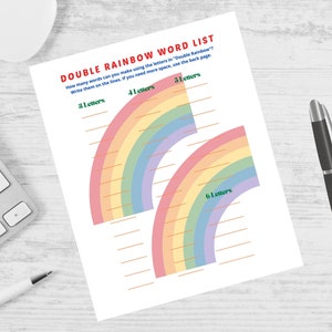 Rainbow Word List Printable, Instant Download Print at Home Digital ...
