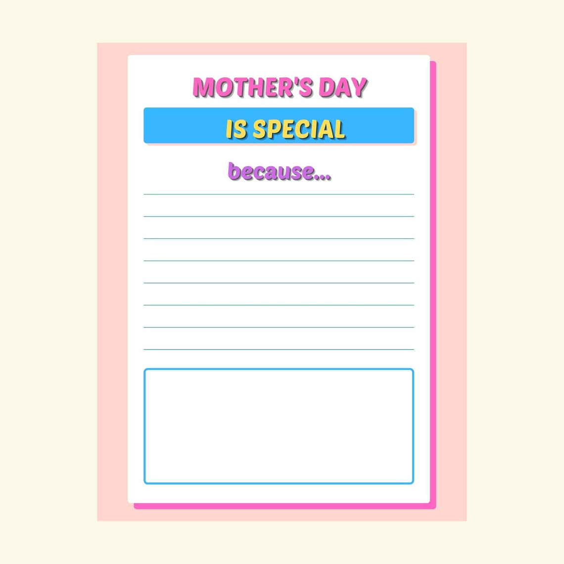 Mother's Day Printable Activity Writing Practice - Etsy