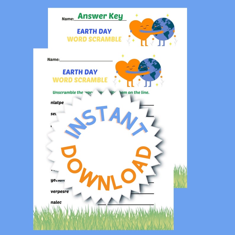 Earth Day Word Scramble and Answer Key Printable, Instant Download ...