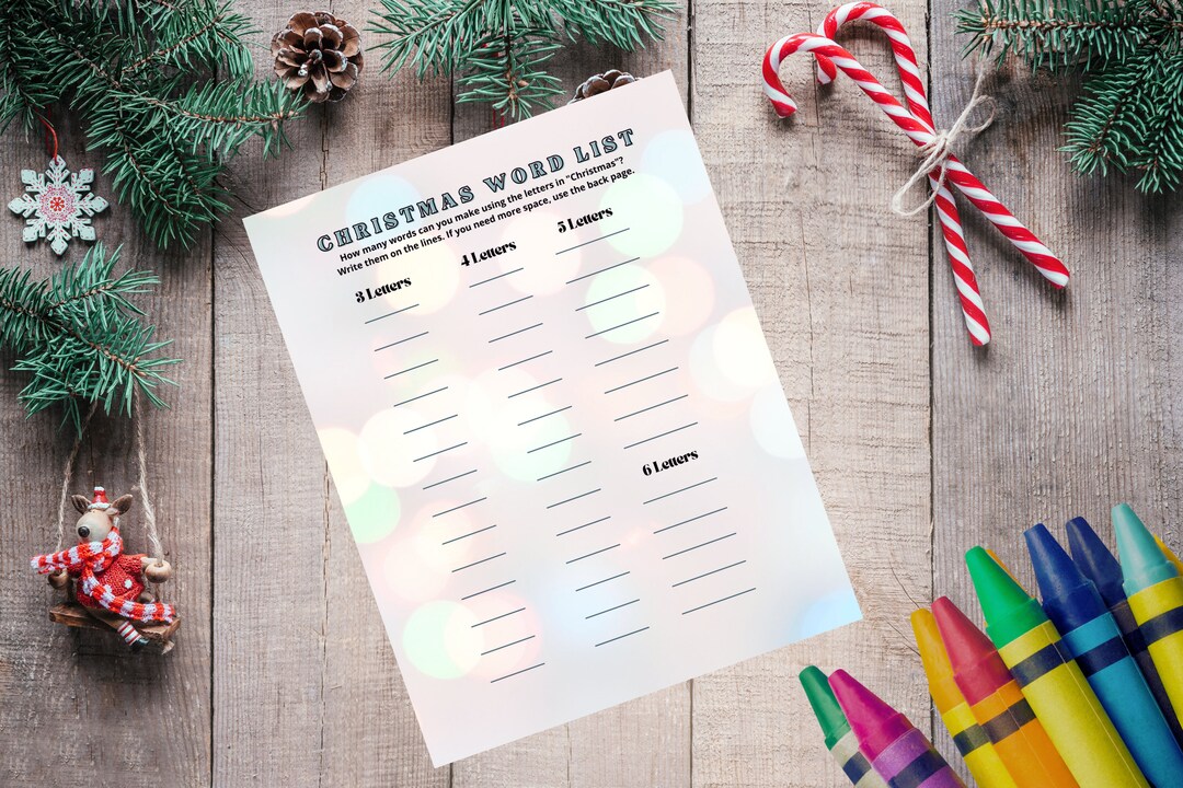 Christmas Word List Printable, Instant Download Print at Home Digital ...