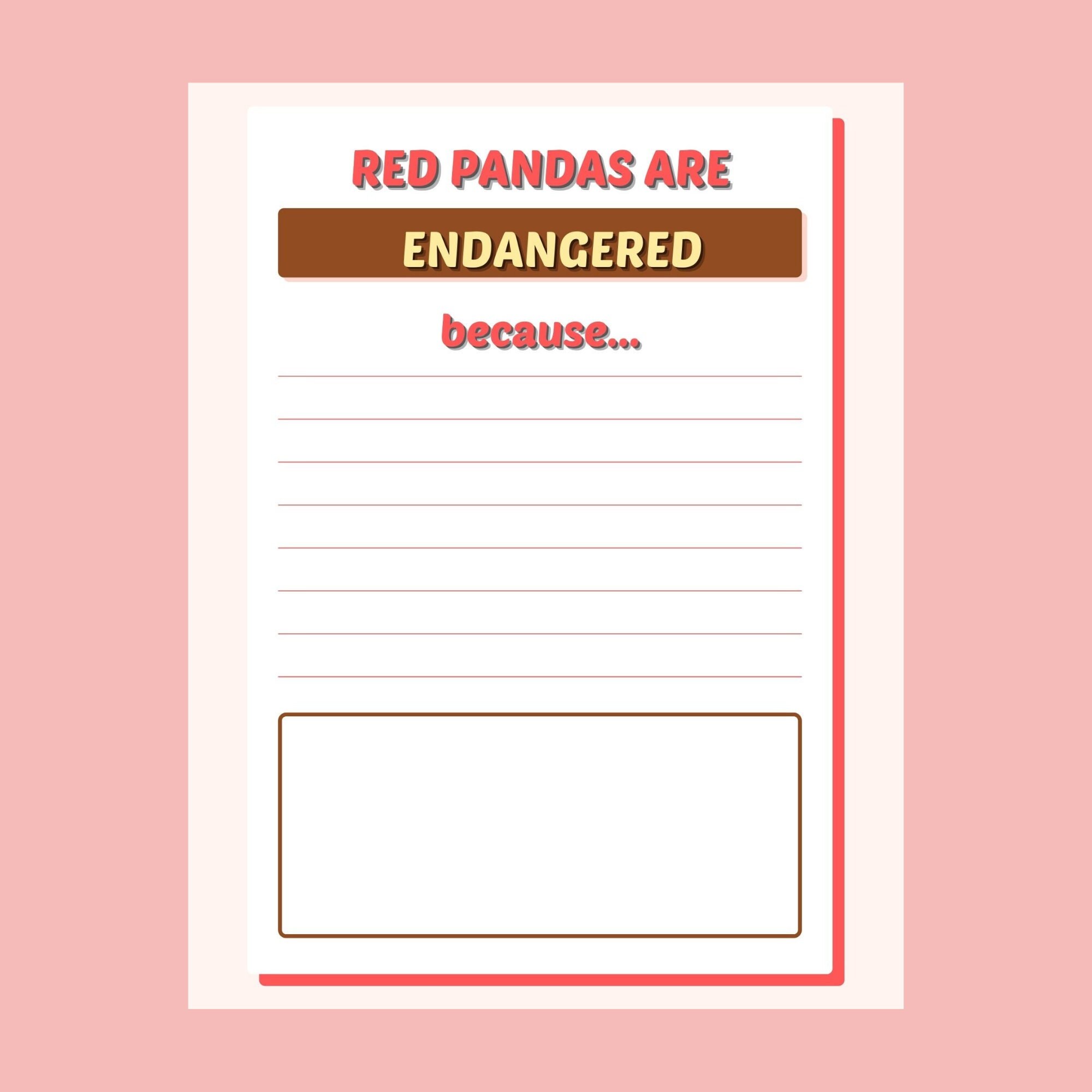 Red Panda Writing Practice Printable, Instant Download Print at Home ...