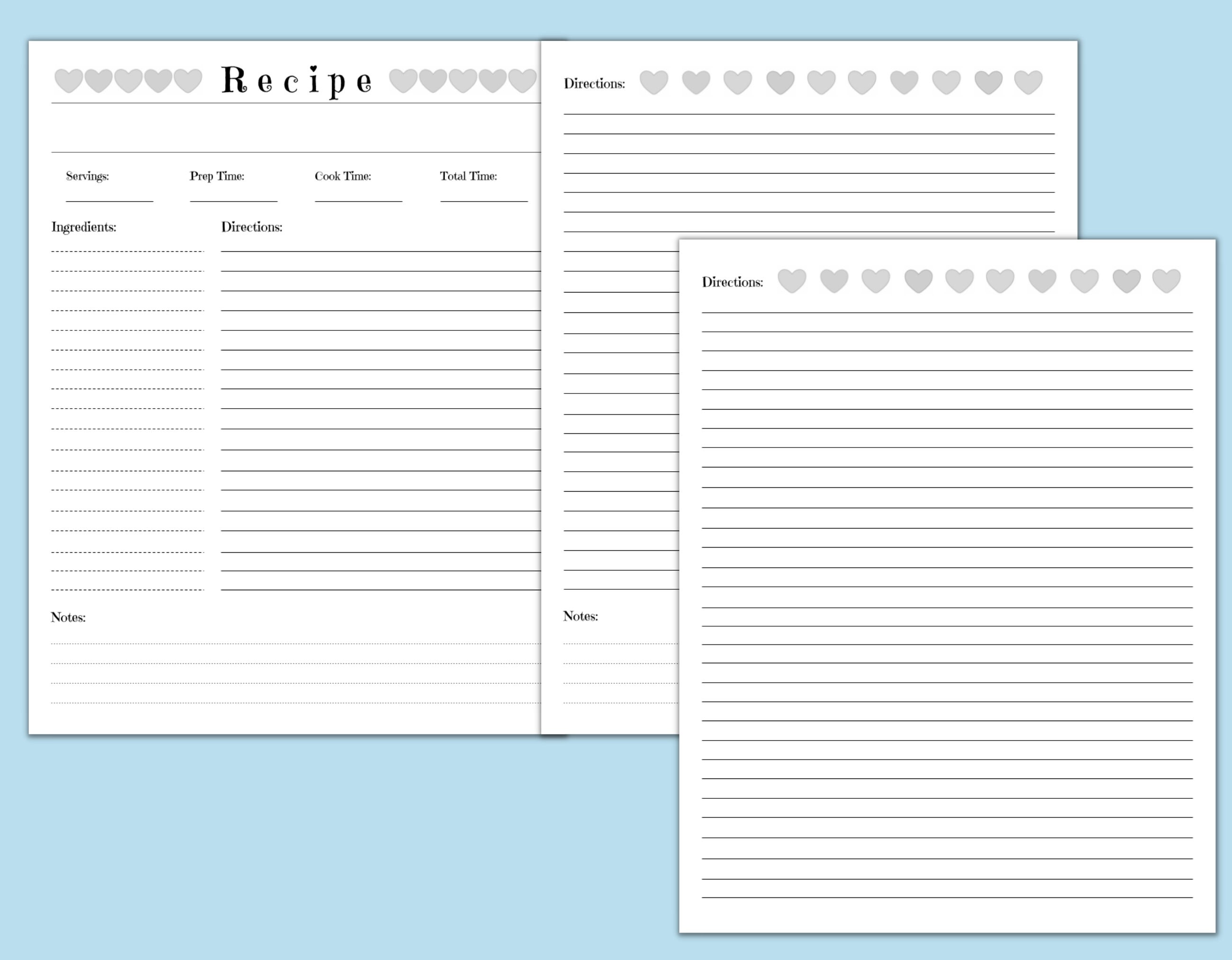 Candy Hearts Recipe Page, Printable Valentine's Day Recipe Page, Recipe ...