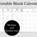 Printable Blank Calendar / Weekly Planner / Minimalistic Planner ...