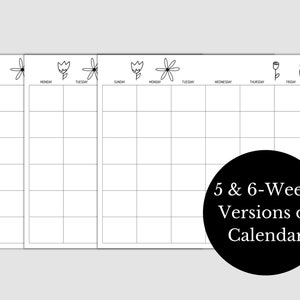 Printable Blank Calendar / Weekly Planner / Minimalistic Planner ...
