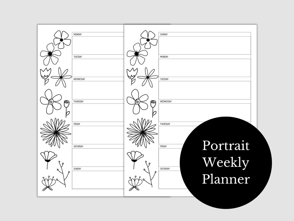 Printable Blank Calendar / Weekly Planner / Minimalistic Planner ...