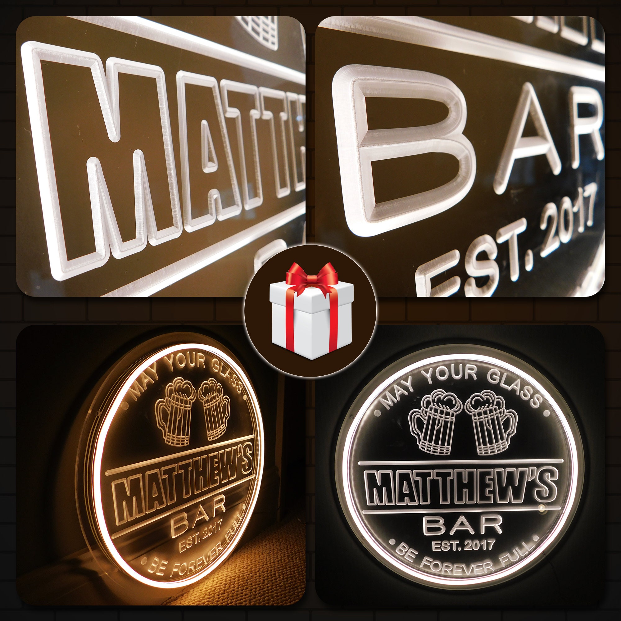 Golf Bar Signs for Home Bar, Personalized LED Golf Clubs Bar Lights ...